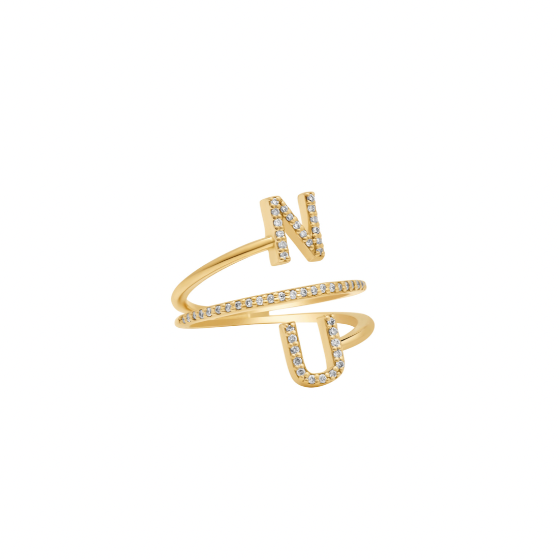 Two Diamond Initial Coil Rings - Available At The Jewel Bar